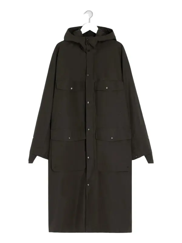 LEMAIRE Pocket-detail Hooded Raincoat - Dark Espresso