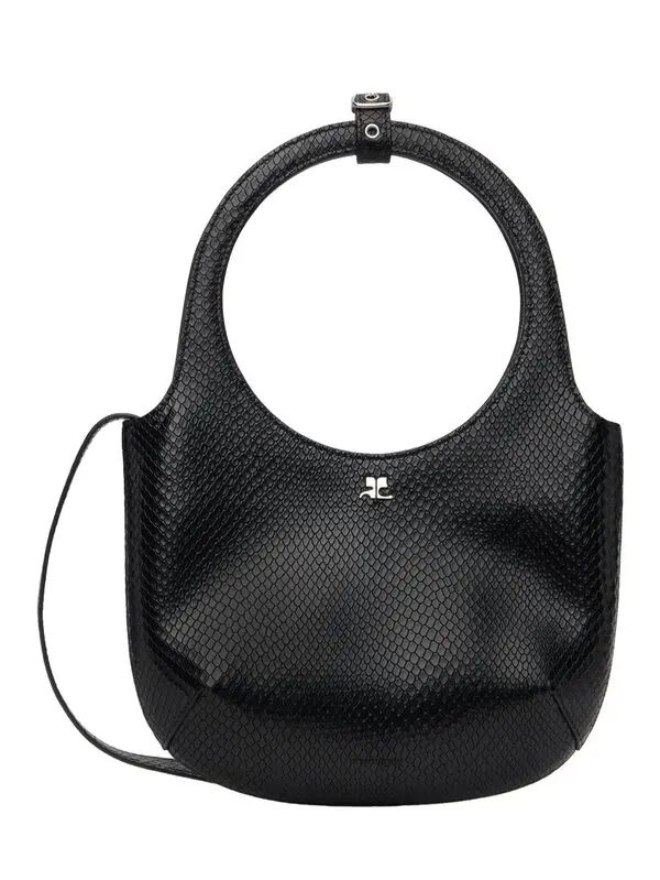 COURREGES Courrèges Embossed Logo Top Handle Handbag - Black