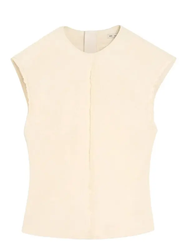 Ami Raw-edge Sleeveless Top - White