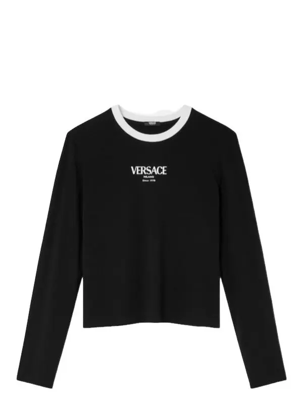 Versace Long Sleeve Crewneck Top - Black