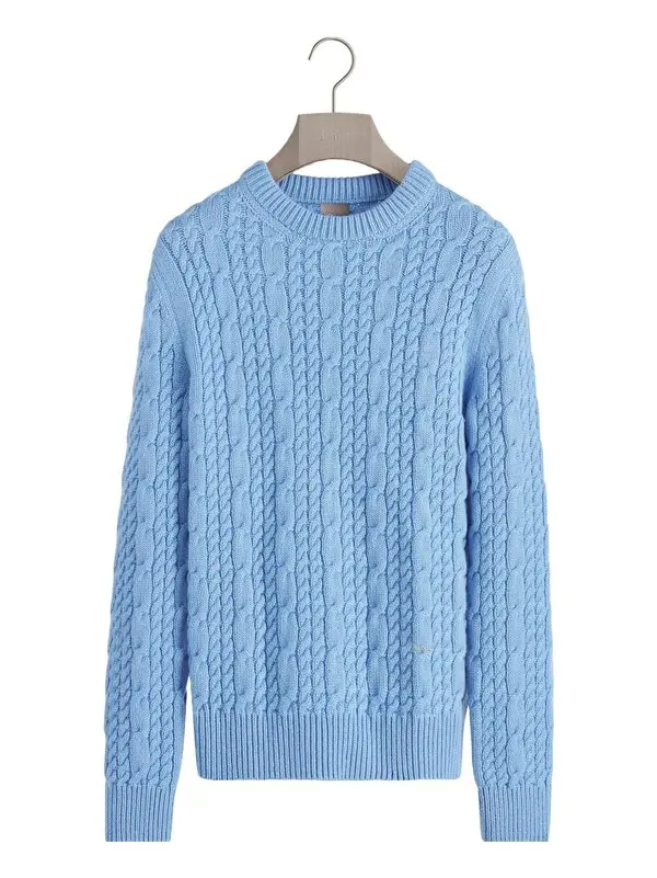 Dior Cable Knit Jumper With Embroidery - Blue