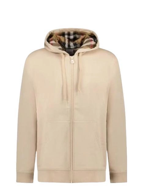 Burberry Cotton Blend Zip Hoodie With Drawstring Hood - No