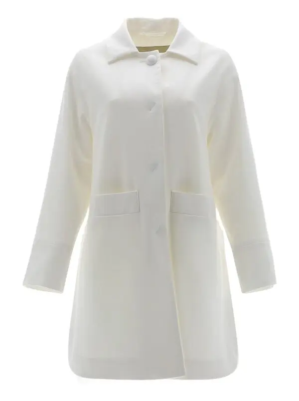 Herno Audrey Long-sleeved Coat With Satin Trim Pockets - Gray