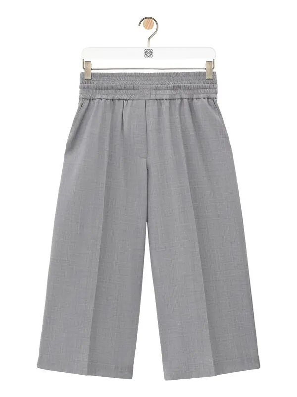 Loewe Cropped Wool Trousers - Light Grey Melange