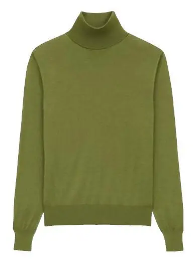Saint Laurent Turtleneck In Cashmere, Wool, And Silk - Green Olive