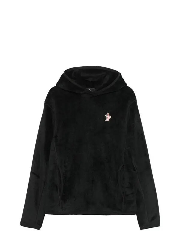 Moncler Fleece Logo Patch Hoodie - Black