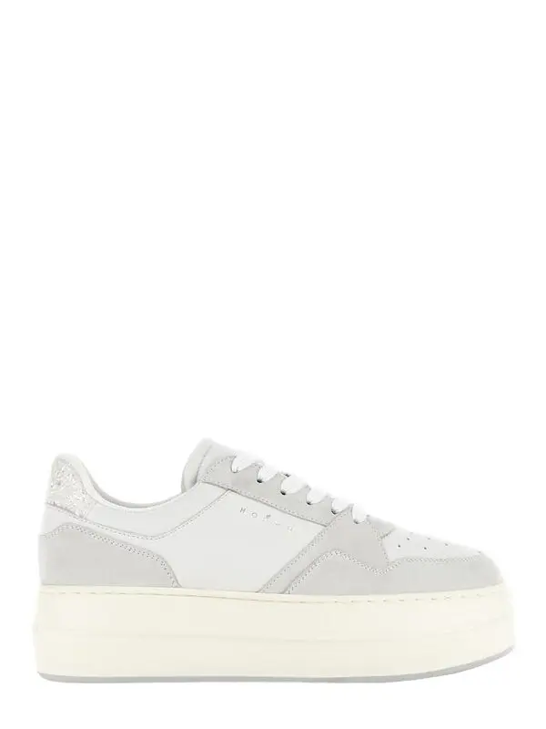 Hogan Platform Lace-up Sneakers With Logo Detail - White
