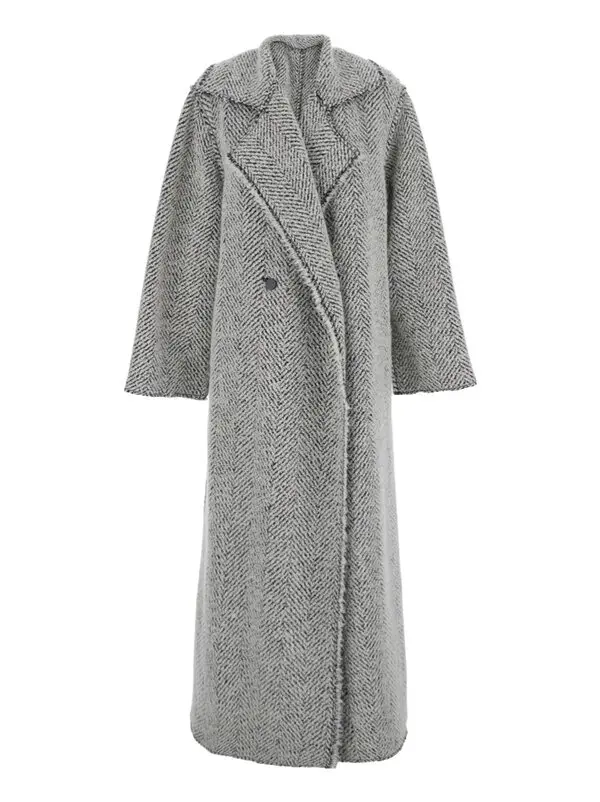 Alberta Ferretti Herringbone Bouclé Coat - Grey