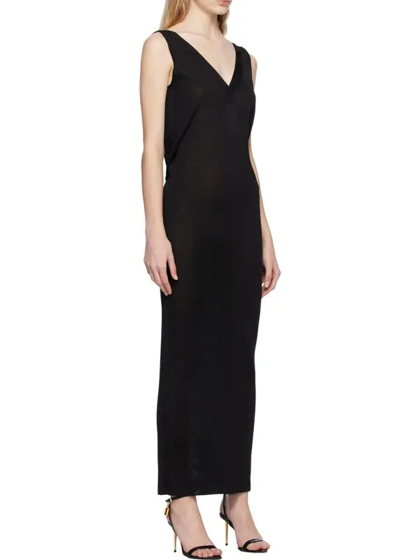 TOM FORD Sleeveless V-neck Criss-cross Back Midi Dress - Black