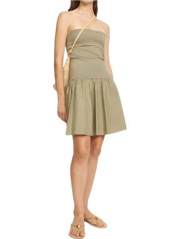 BY MALENE BIRGER Strapless Ruffled Dress - Deep Lichen Green