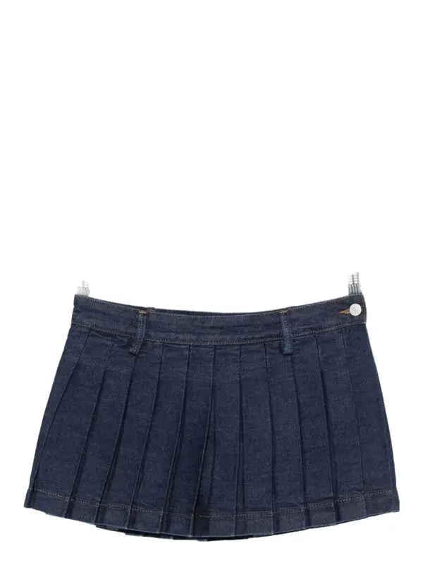 7 For All Mankind Pleated Denim Skirt - Blue