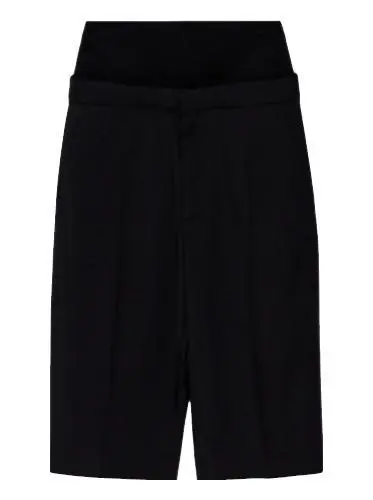 Alaïa Gabardine High-waisted Wide-leg Bermuda Shorts - Black
