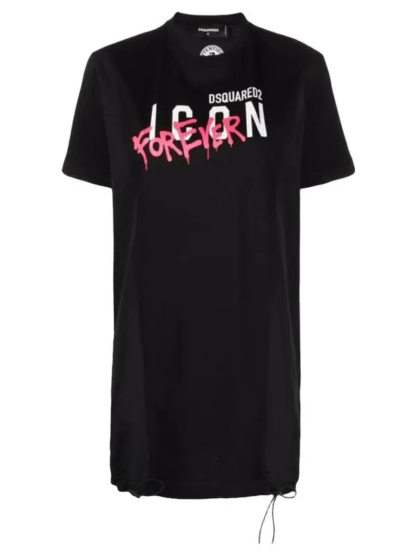 Dsquared2 Short Sleeve Round Neck Dress - Black