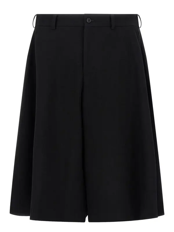 Comme Des Garçons Pleated Wide-leg Shorts - Black
