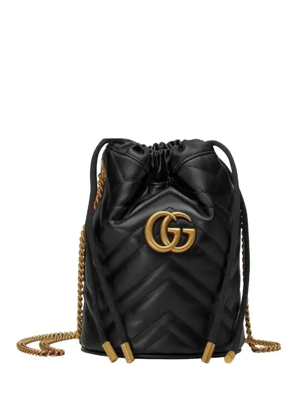 Gucci Gg Marmont Mini Quilted Bucket Bag - Black