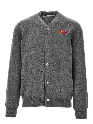 Play Comme Des Garcon Long-sleeved Wool Cardigan - Gray