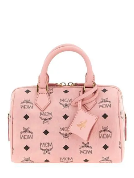 Mcm Ella Monogram Boston Tote Bag - Pink