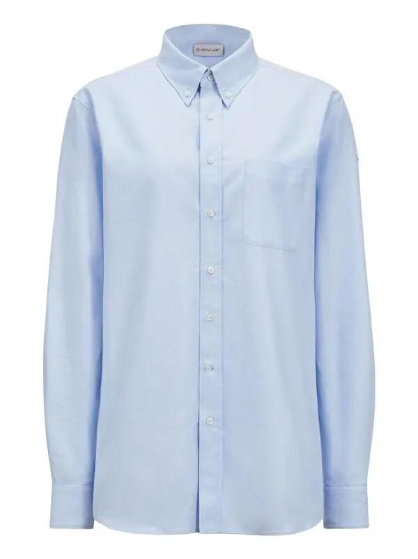 Moncler Long Sleeve Oxford Cotton Shirt - Light Blue