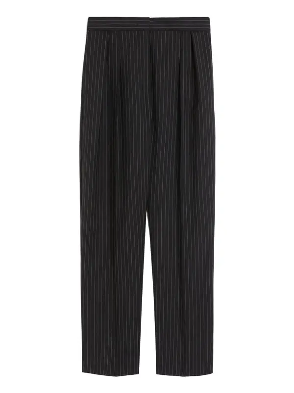 Max Mara Pinstripe Pleat Detail Carrot-fit Trousers - Black White