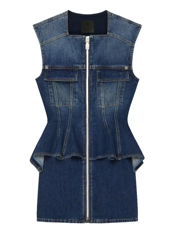 Givenchy Denim Dress With Zipper Detail - Medium Blue