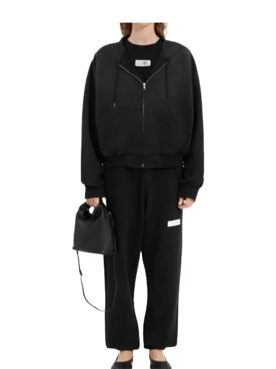MAISON MARGIELA Zip Hoodie With Raw Edge And Vintage Effect - Black