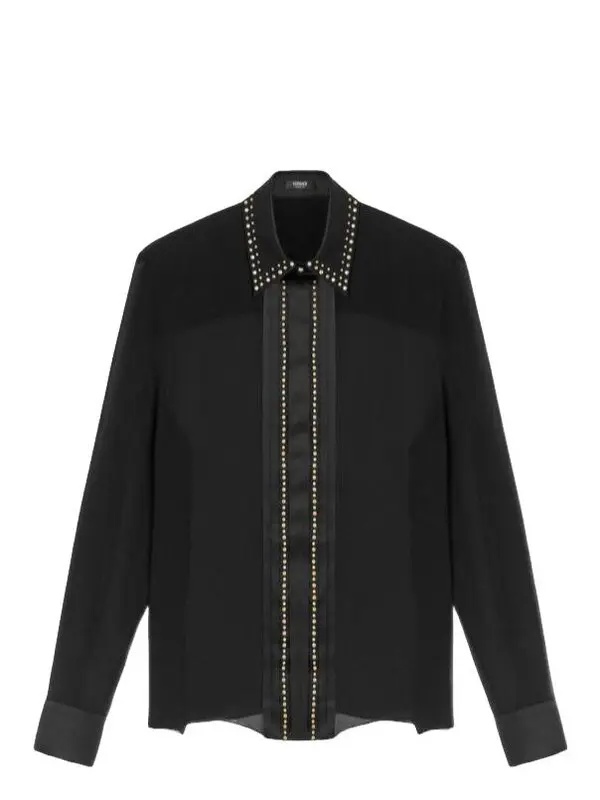 Versace Embellished Georgette Relaxed Shirt - Black