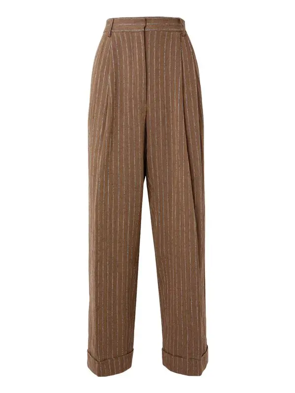 Dries Van Noten Wide Leg Tailored Trousers - Brown