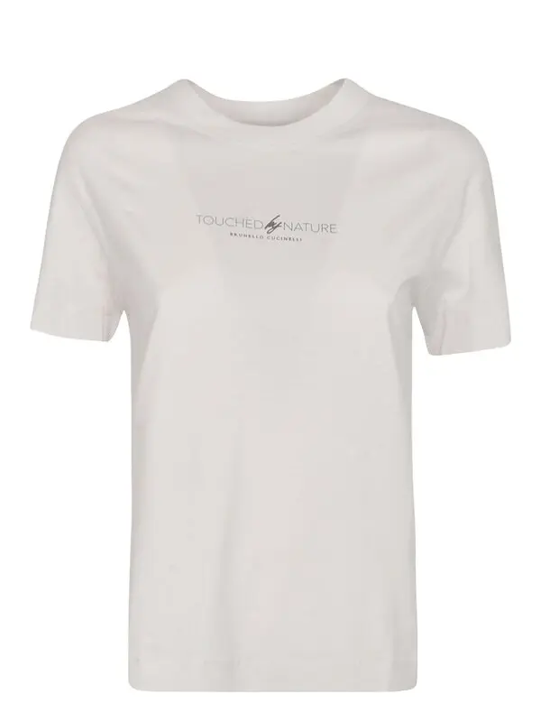 Brunello Cucinelli Logo Printed Crewneck T-shirt - White