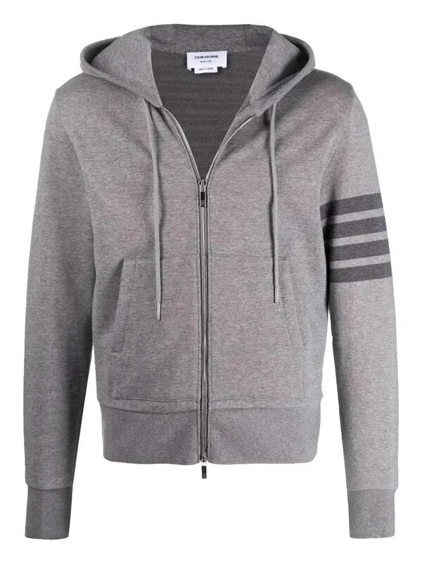 Thom Browne Tonal 4-bar Zip-up Hooded Jacket - Medium Gray