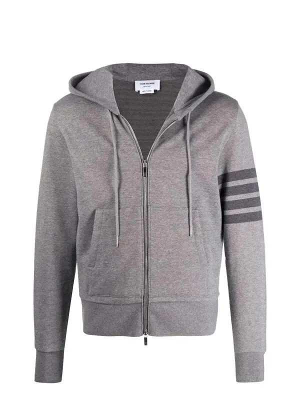 Thom Browne Tonal 4-bar Zip-up Hooded Jacket - Mid Grey