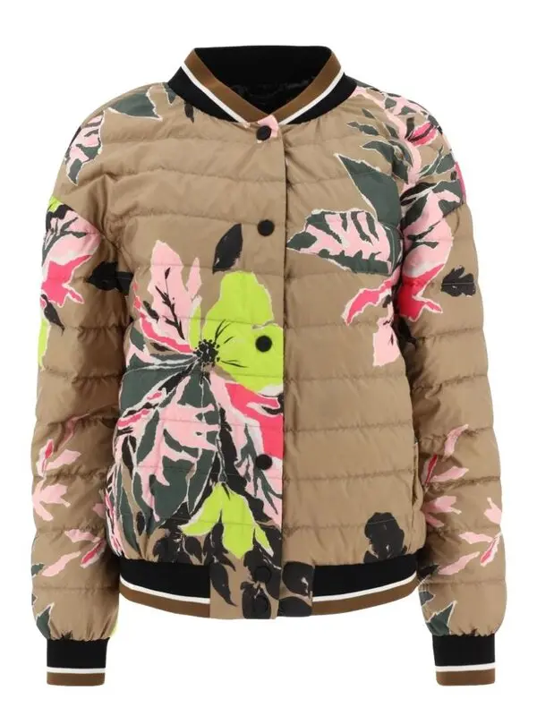 Herno Floral Printed Padded Bomber Jacket - Nude