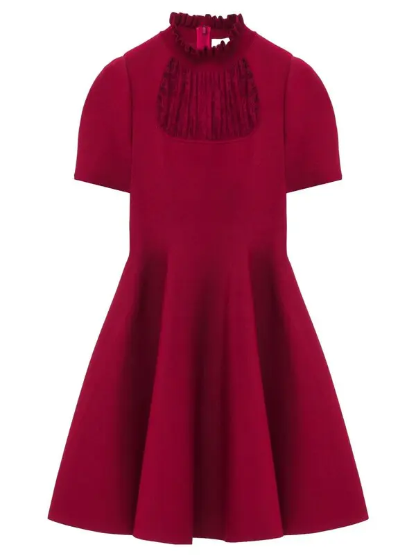 Alexander McQueen Lace-panelled Flared Mini Dress - Deep Red