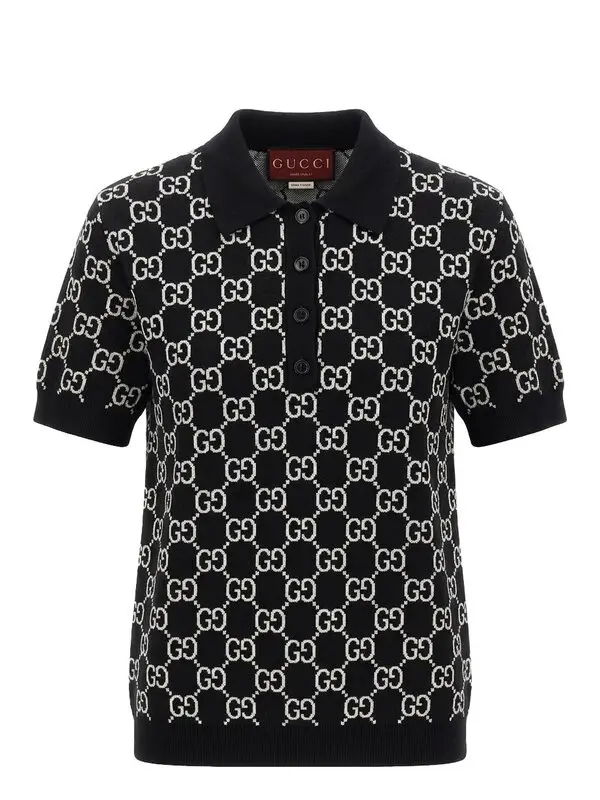Gucci Reversible Gg Jacquard Polo Shirt - Black And White
