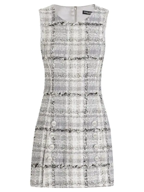 Dolce & Gabbana Sleeveless Tweed Mini Dress - Grey