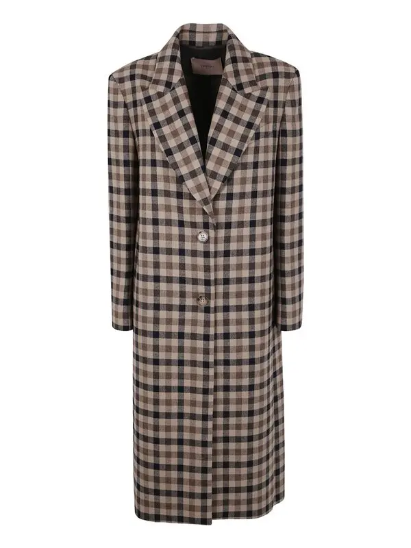 TWINSET Checked Wool Coat - Black