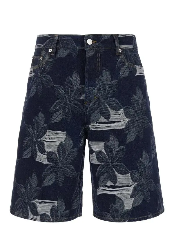 Gucci Allover Floral Detailed Bermuda Shorts - Blue