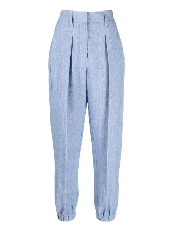 Brunello Cucinelli High Waist Tapered Leg Pants - Blue