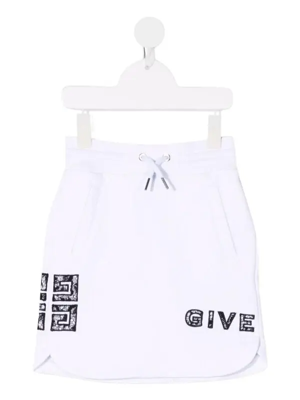 Givenchy Embroidered Logo Cotton Skirt - White