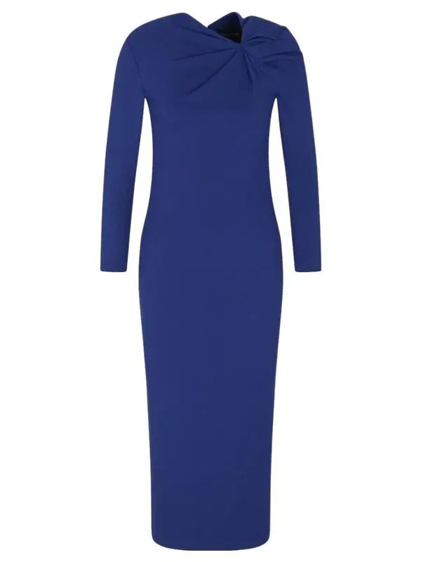 Emporio Armani Long-sleeved Knot Detail Midi Dress - Blue