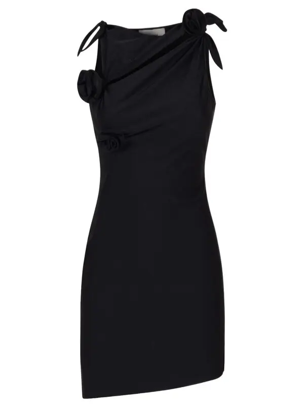 Coperni Asymmetrical Flower Mini Dress - Black