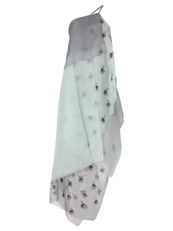 Fendi One-shoulder Floral Sequin Embellished Dress - Light Blue