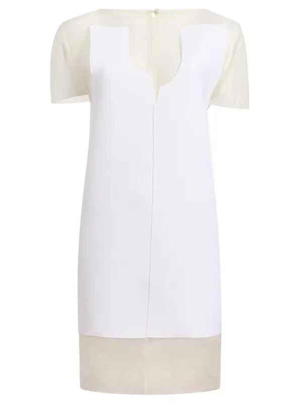Khaite Winona Dress With Short Sleeves And Keyhole Back - Chalk