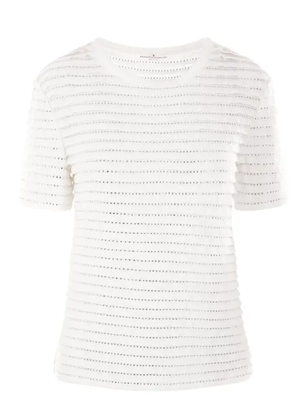 Ermanno Scervino Crystal-embellished Ribbed Blouse - White