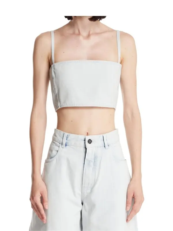 Alaïa Sleeveless Straight Collar Zip Up Top - White