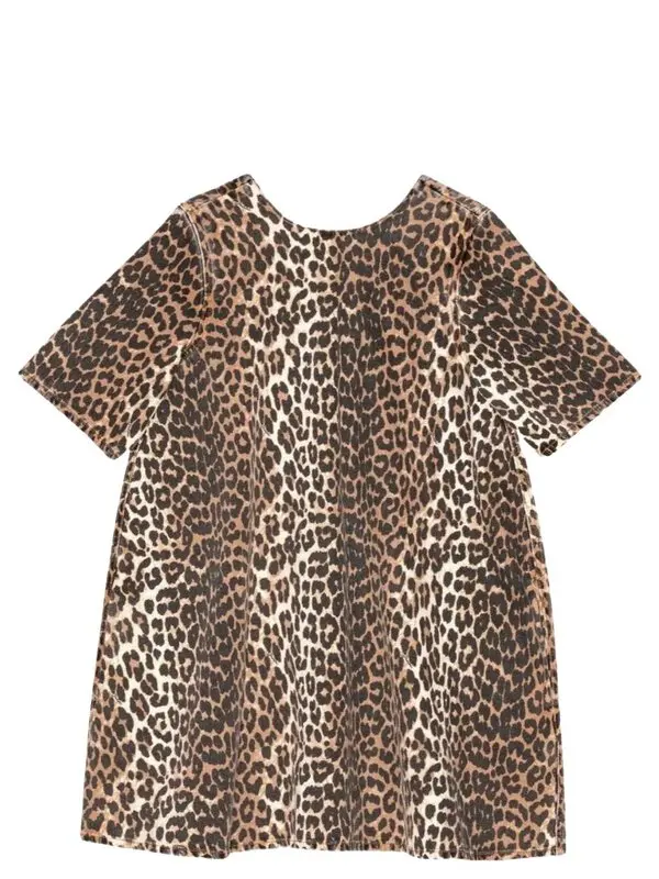 GANNI Leopard Print Mini Dress - Camel