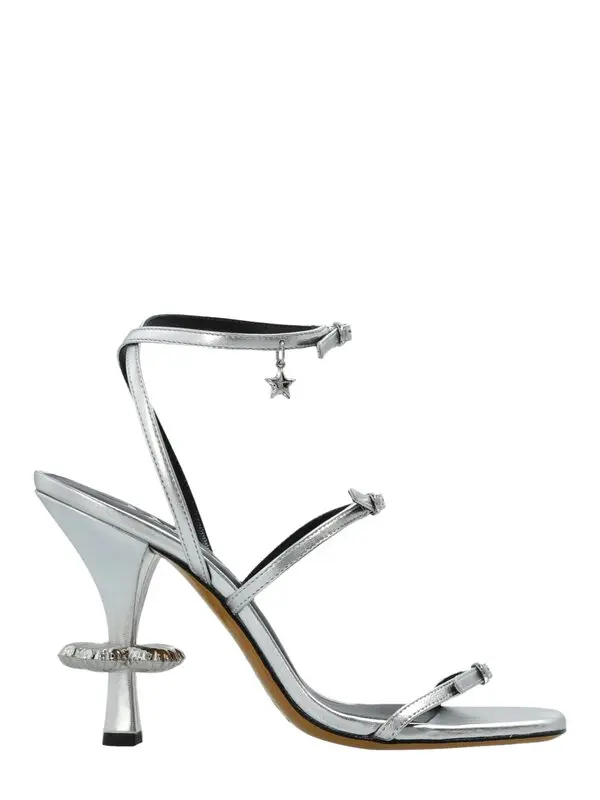 Marc Jacobs Open Toe Sandals With Crystal Embellished Heel - Gray