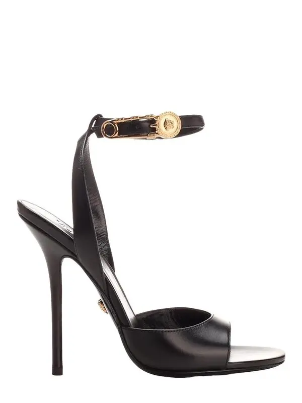 Versace Safety Pin Ankle Strap Sandals - Black