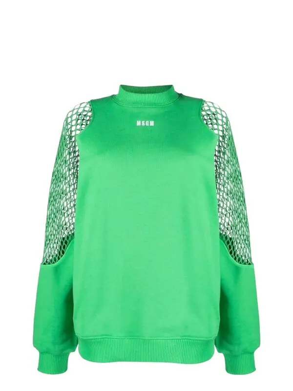 MSGM Crewneck Sweatshirt With Mesh Details - Green