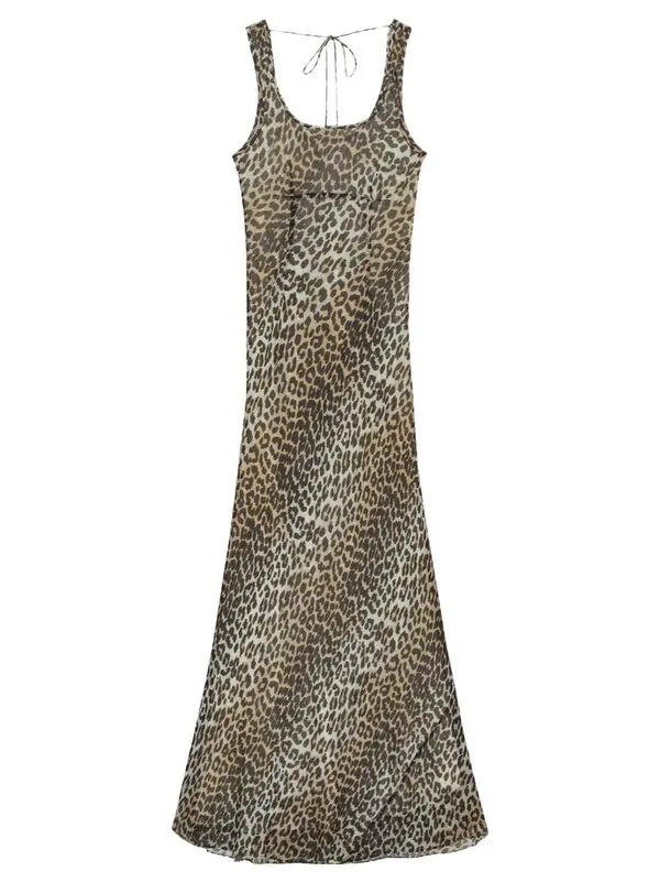 GANNI Print Sleeveless Maxi Dress - Leopard