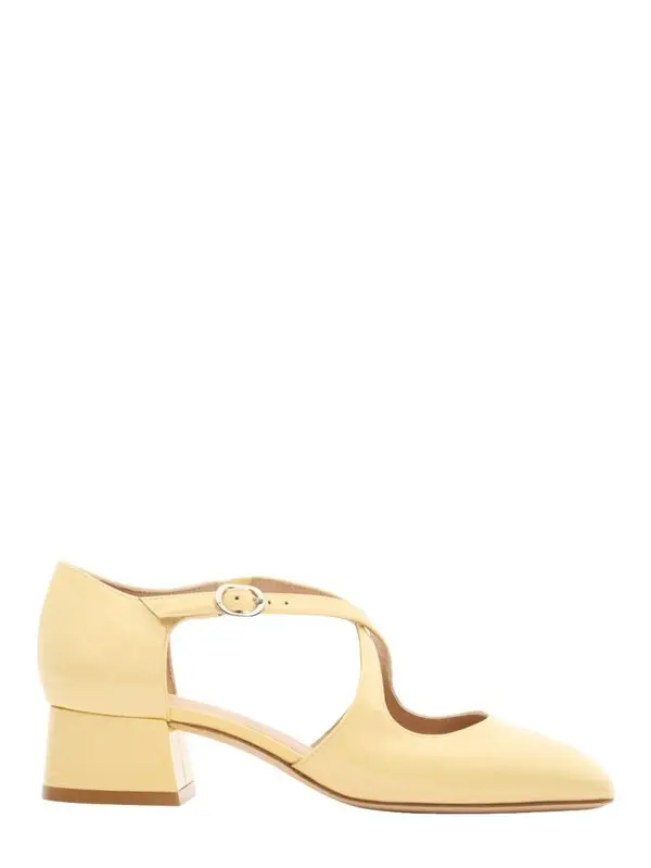 STUART WEITZMAN Clem 35 Block Heel Mary Janes - Lemon Chiffon